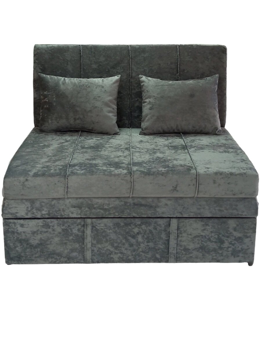 Диван-кровать с подушками StylChairs Сёма 100, без подлокотников, велюр CRUSH серый