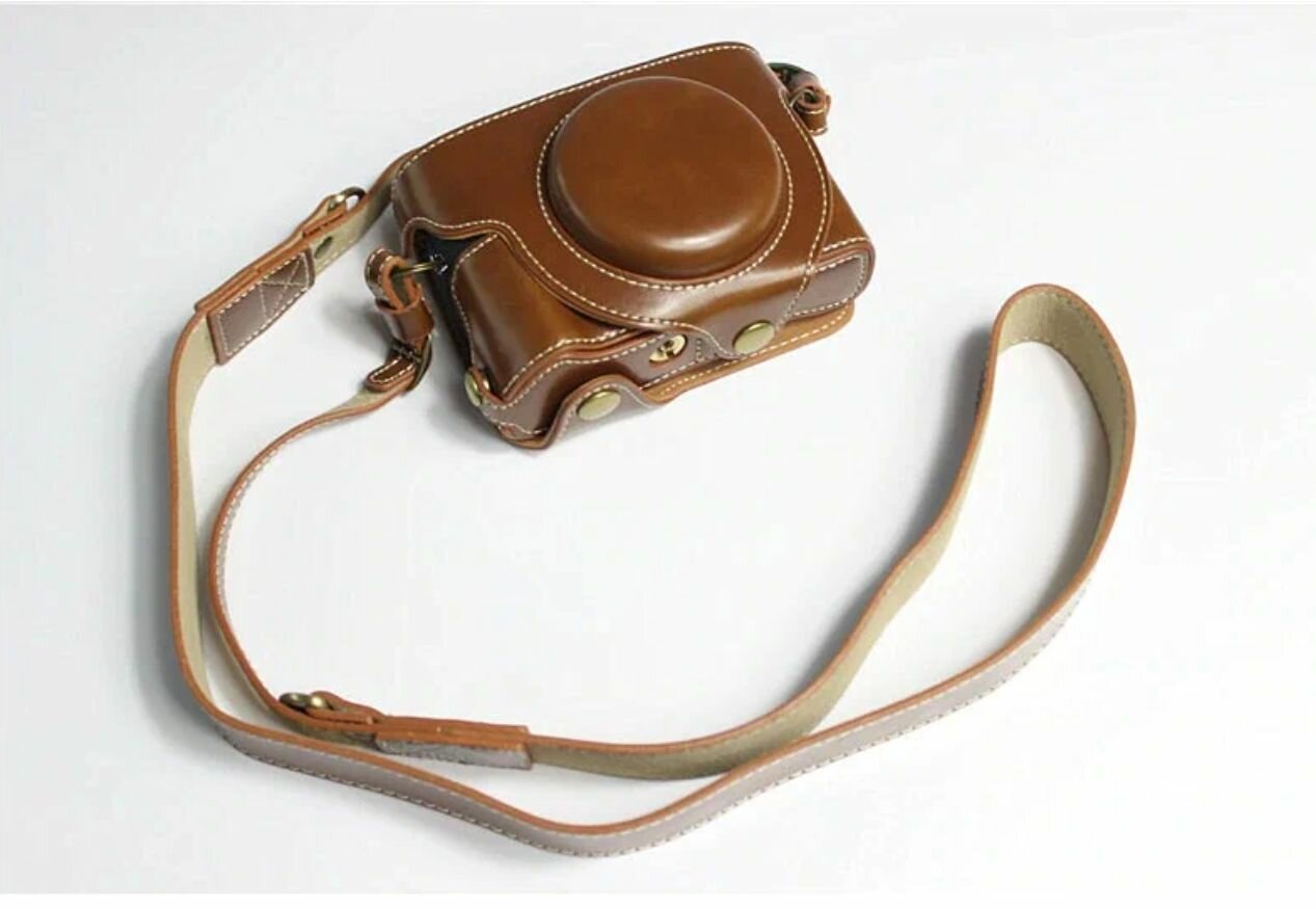 Защитный чехол MyPads, для Canon PowerShot G7X Mark II, противоударный, из эко-кожи, коричневый