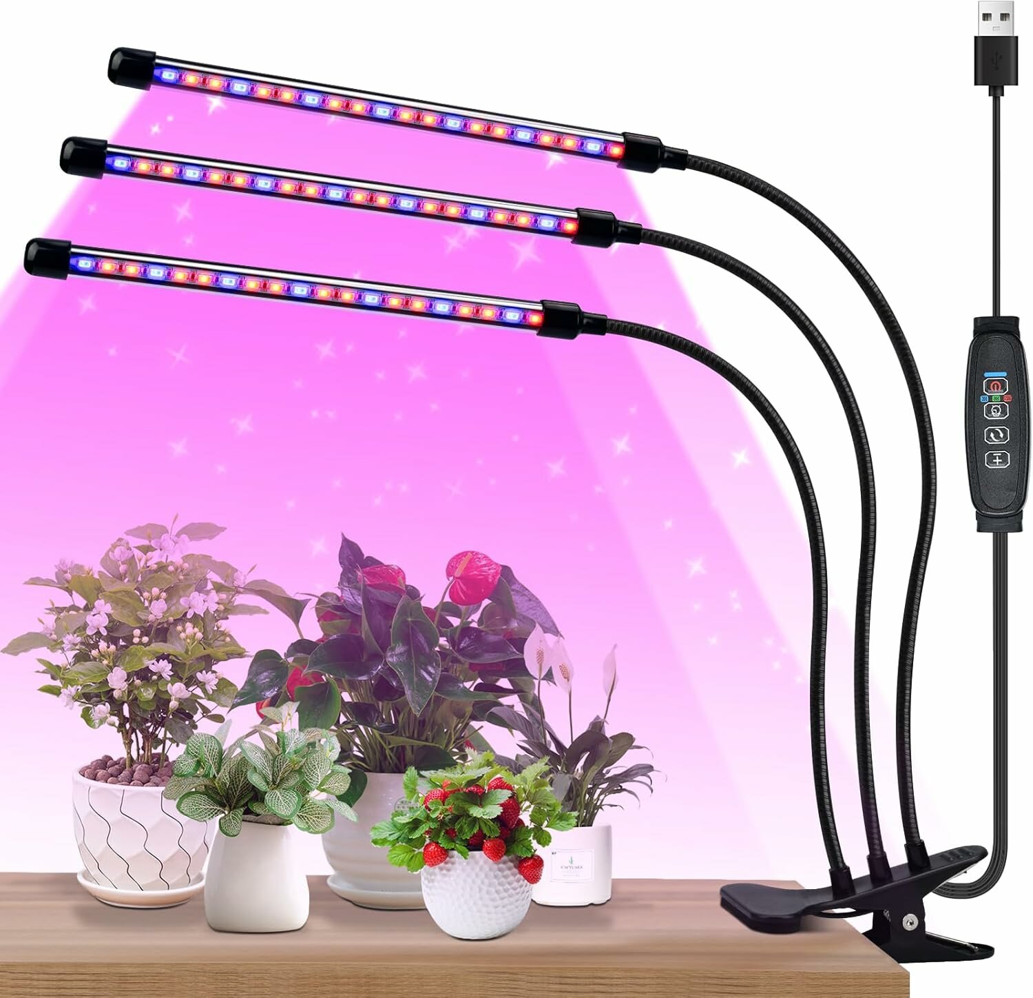 Фитолампа для рассады растений и цветов фитосветильник с таймером выключения и 3 мя режимами света