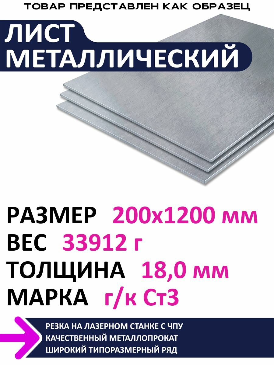 Лист металлический г/к 200х1200х18,0 мм