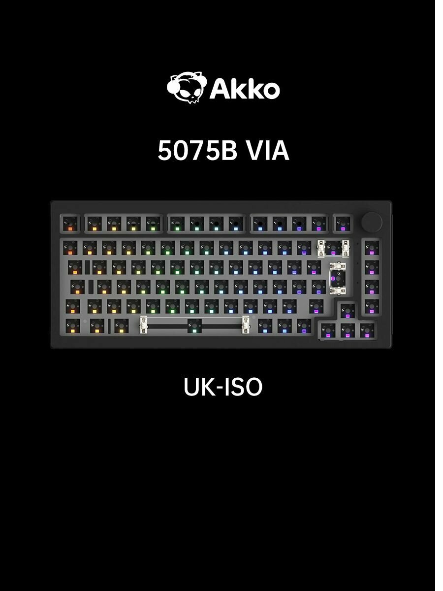 Механическая клавиатура Akko 5075B VIA black с тремя режимами работы RGB UK kit