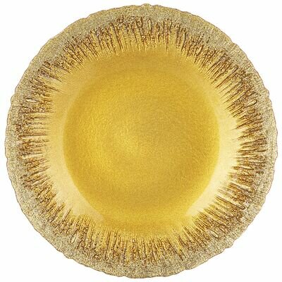 Сервировочные тарелки Bronco "GOLDEN GLOW", 28 см 6 шт/уп, стекло, рельефная поверхность, цвет золотистый