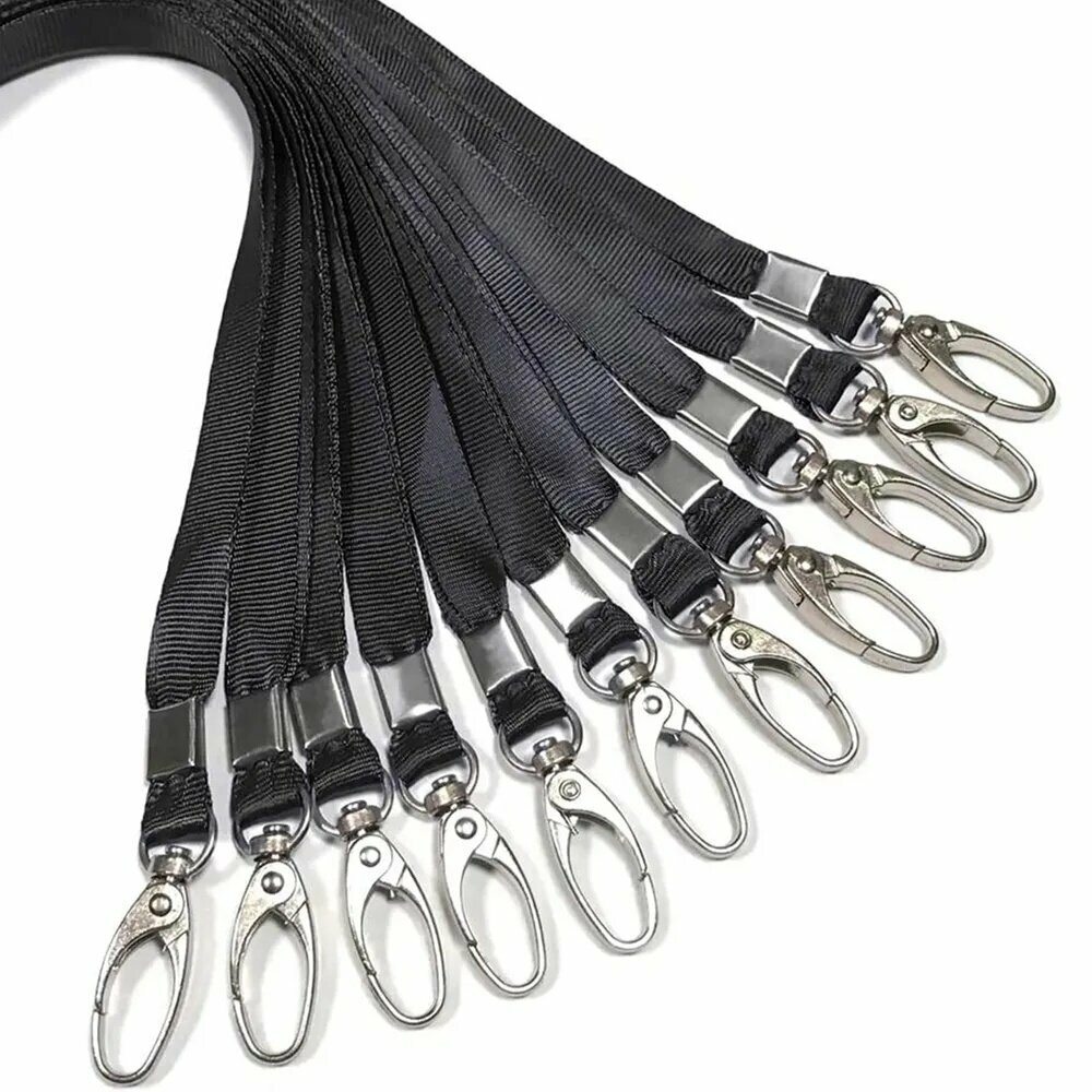 100 шт. черные шнурки для удостоверений, нейлон с зажимом и крючком