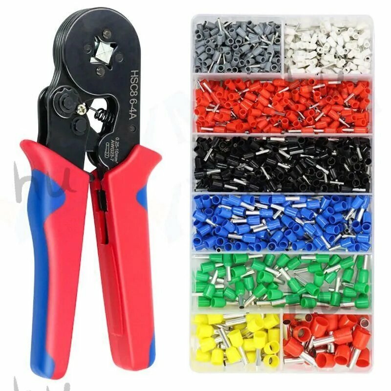 Кримпер-обжимные клещи + 1200 наконечников(пресс-клещи с набором наконечников 1200 шт.)