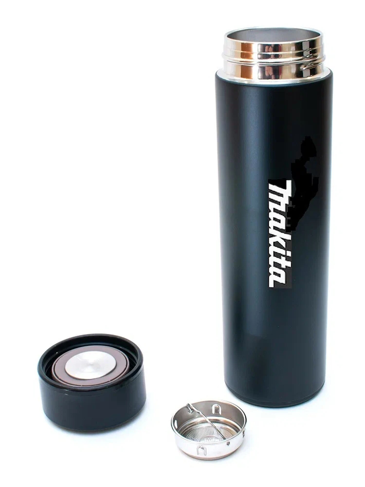 Термос Makita, нержавеющая сталь, узкая горловина, черный матовый