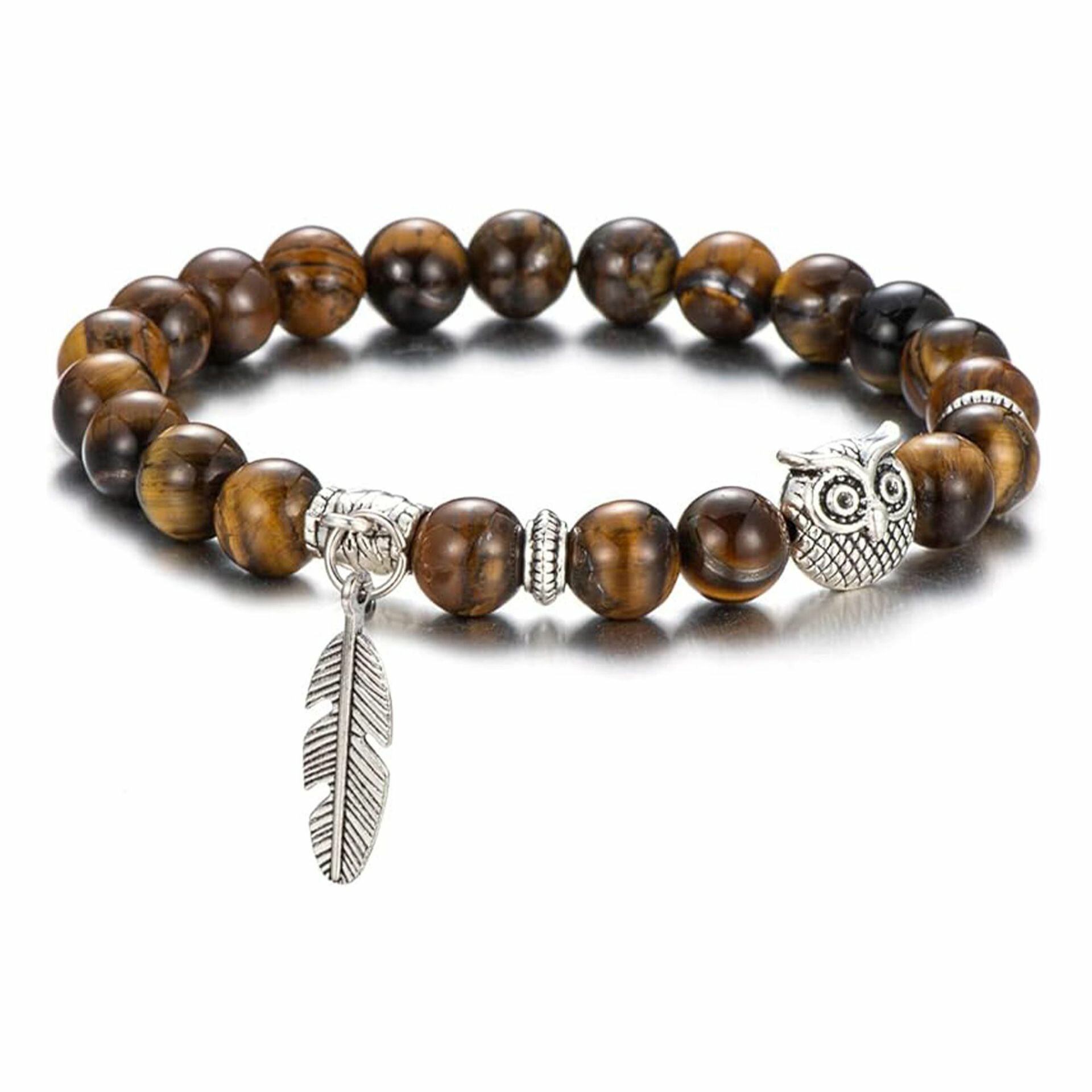 Браслет для гадания, YM 8мм Камень Сова Перо Кристалл Энергия Подарок