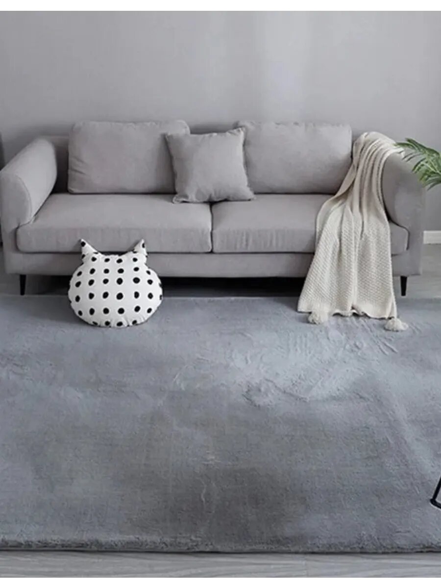 Коврик Natali's Carpets "Кролик", 160x200см, имитация меха кролика, серый