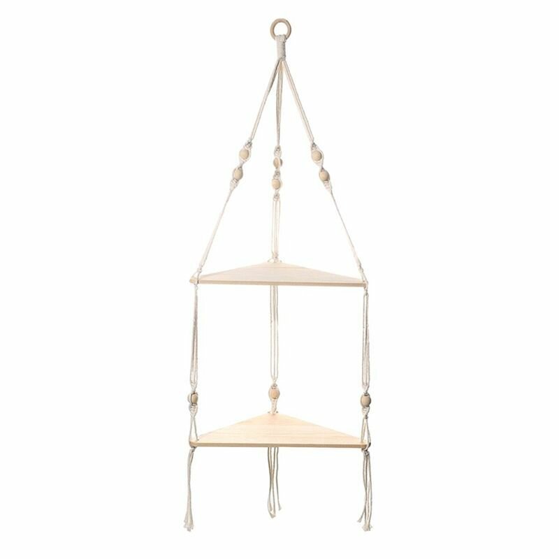 Полки с деревянной полкой 1 шт. Полка ручной работы для подвешивания растений и декора с красивой веревкой макраме и полкой