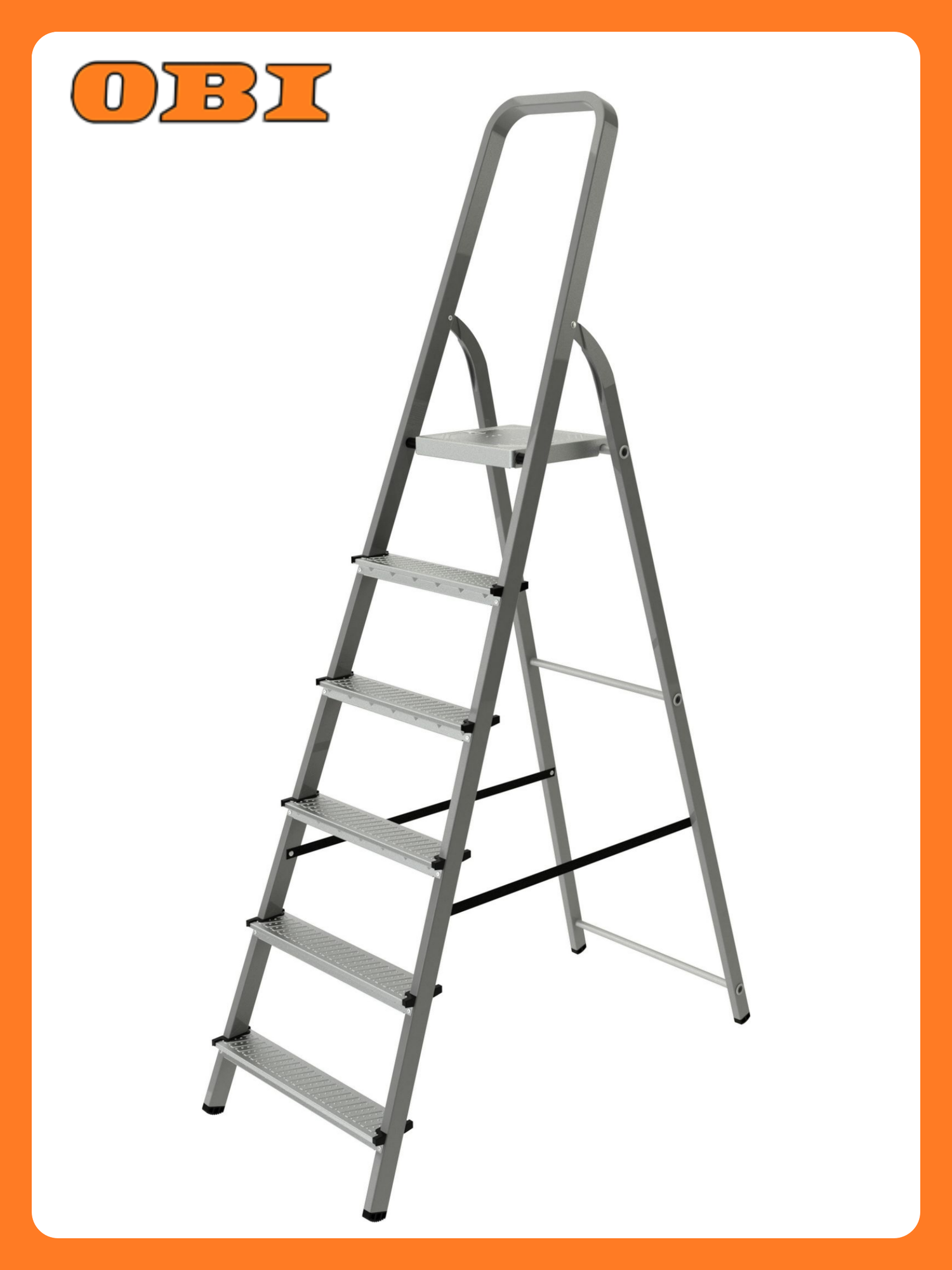 Стремянка стальная Новая Высота 1х6 ступеней, с рифлёной рабочей площадкой