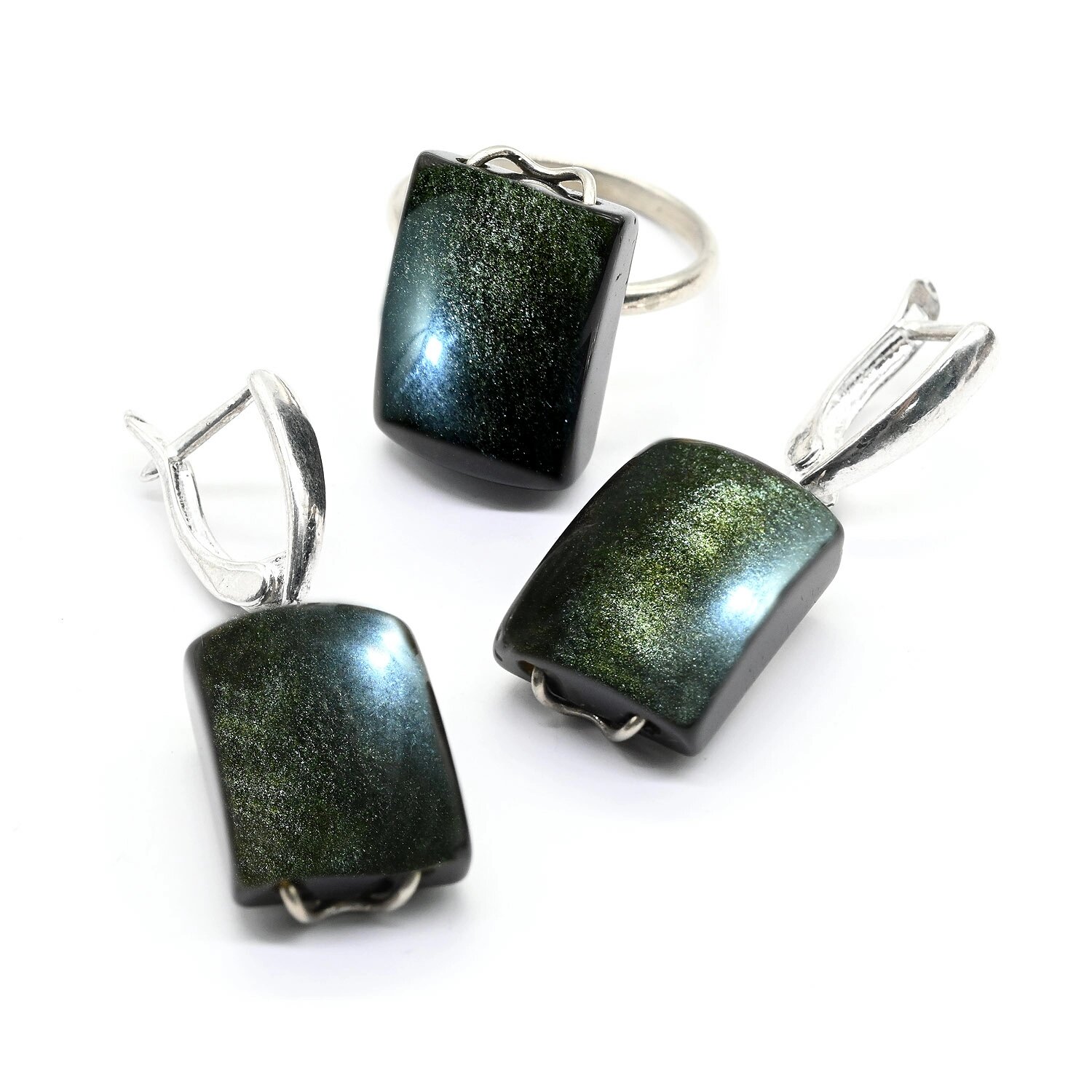 Комплект бижутерии, обсидиан