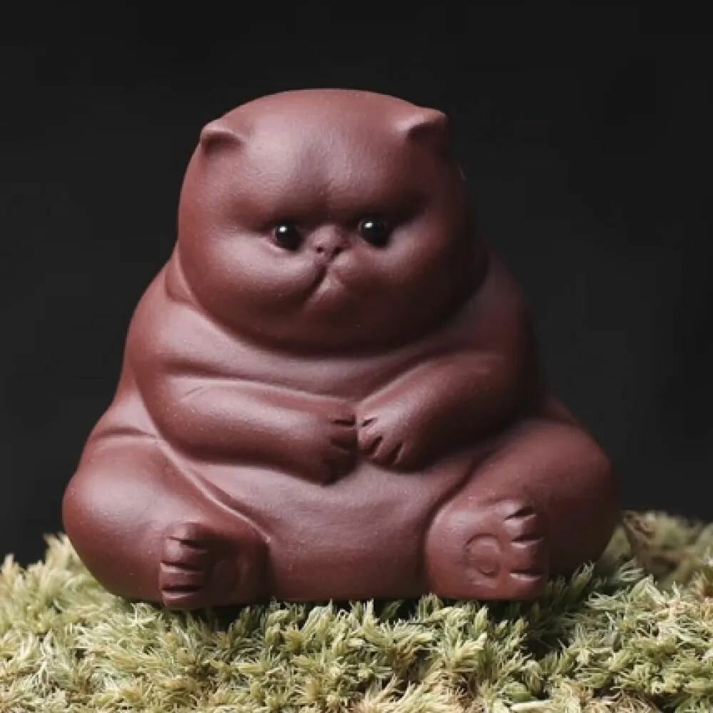 Фигурка для чайной церемонии. Игрушка Кот Жиробасик для чайной церемонии из глины