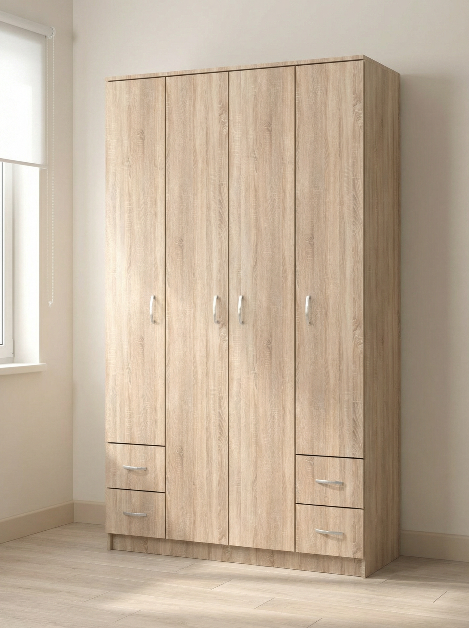 Шкаф четырехстворчатый распашной Шелли-32 с 4 ящиками, ШхГхВ: 120х50х210 см