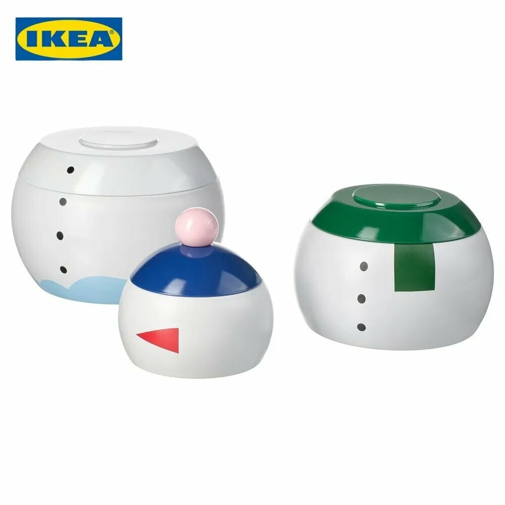 IKEA VINTERFINT Рождественский набор из 3 банок с крышками, Снеговик