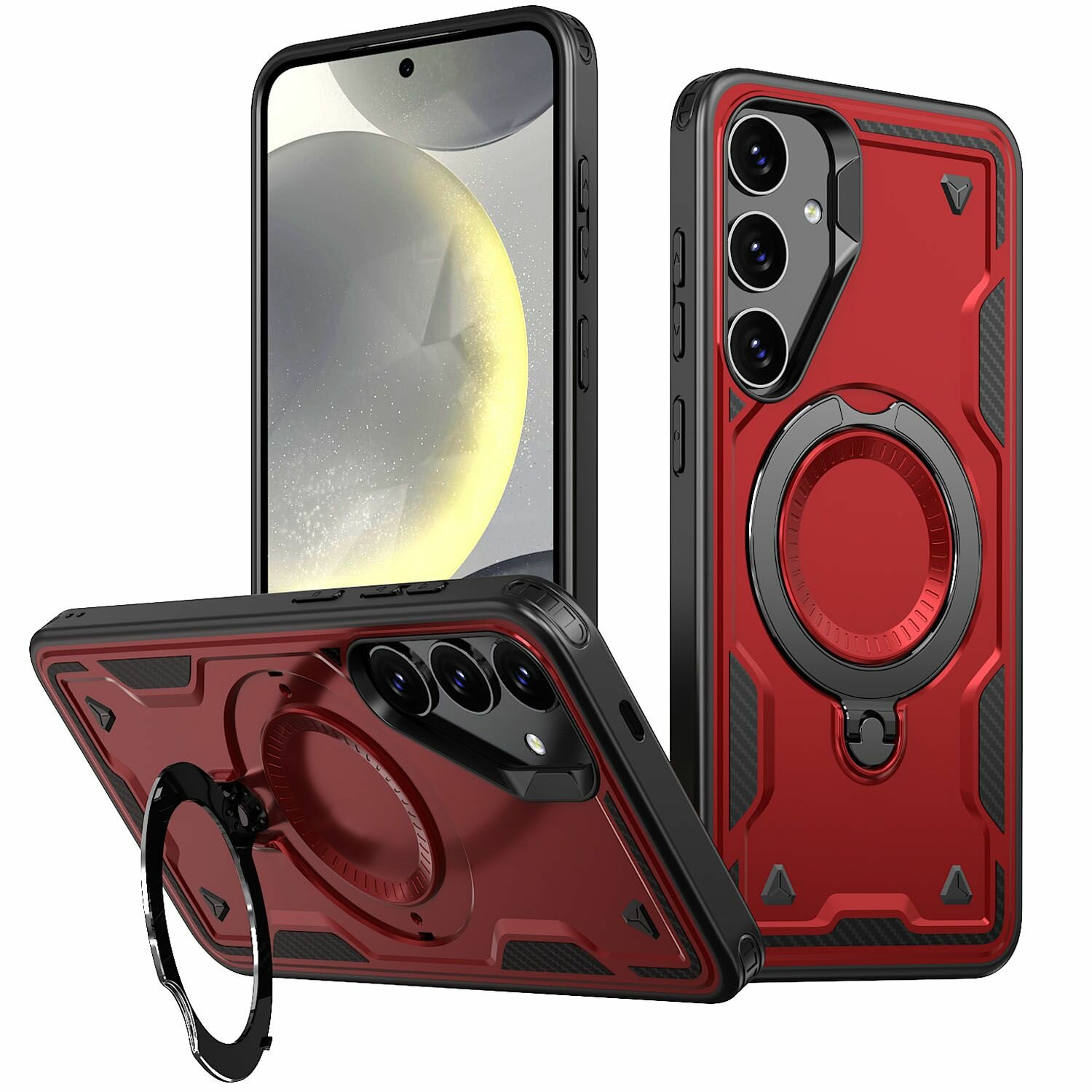 Чехол Magneto Case с кольцом для Samsung Galaxy S25 FE красный