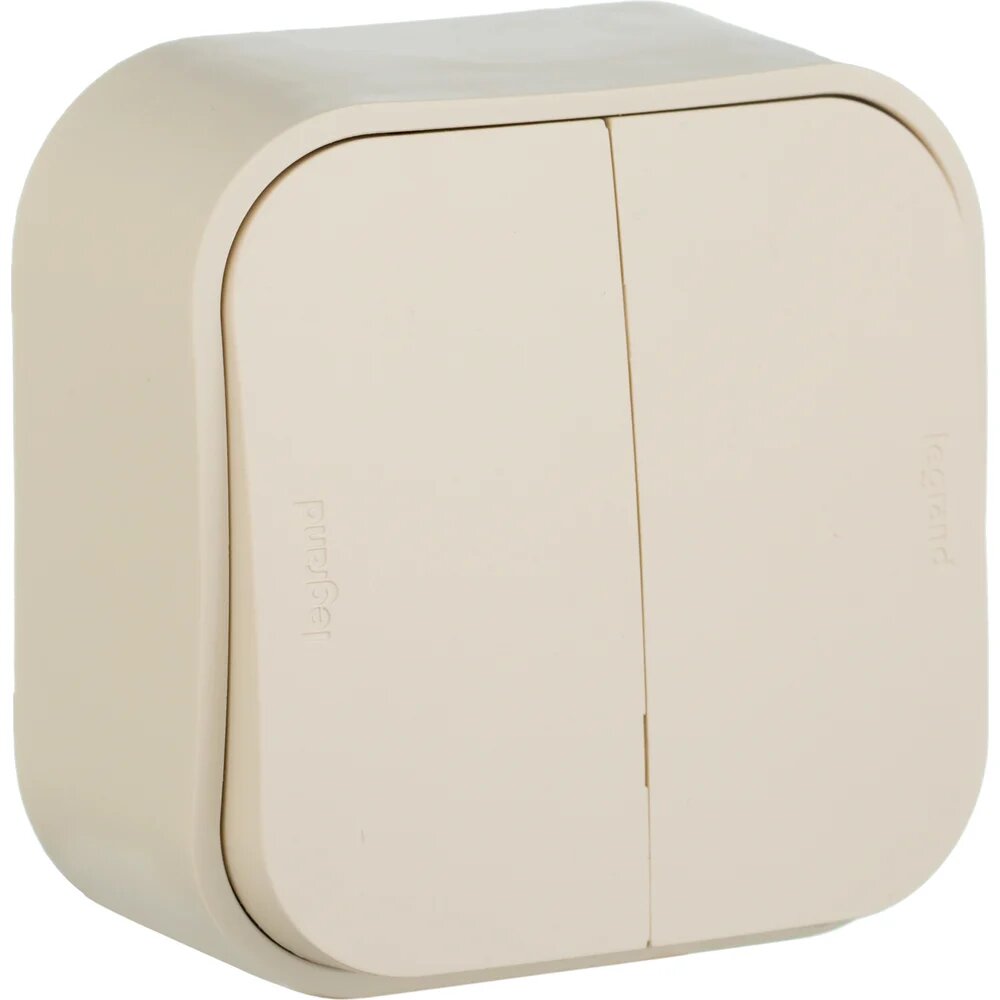 Выключатель Legrand двухклавишный Legrand Quteo IP20 10А 250В винтовые зажимы накладной монтаж слоновая кость 782232