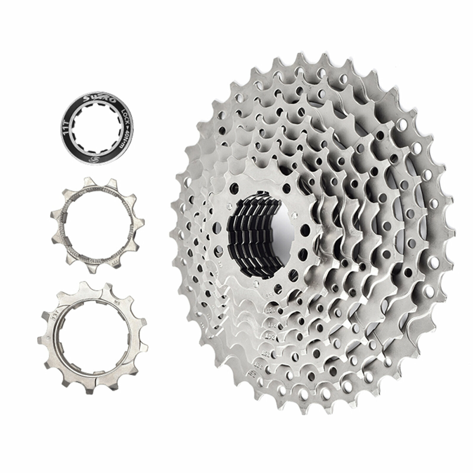 9 скоростей 11-36T кассета для велосипеда MTB свободнолетатель зубчатое колесо велосипедное для горных велосипедов, материал сталь + алюминиевый сплав, зубы 11-13-15-18-21-24-28-32-36T, вес 408гр, количество 1 шт.