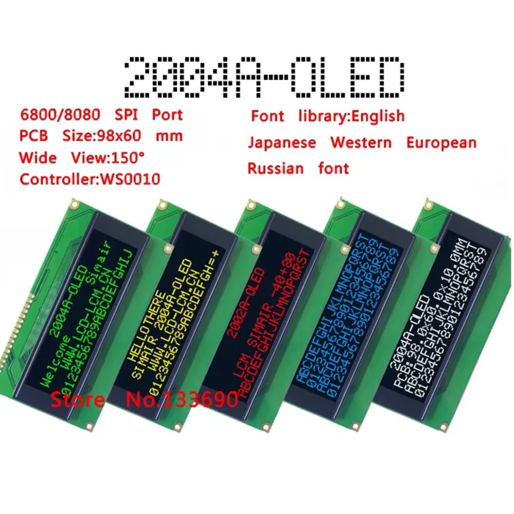 2,88 дюйма EH 002004 A 2004 204 20*4 символов OLED-модуля Встроенный экран WS0010 6800/8080 Параллельный последовательный SPI-порт