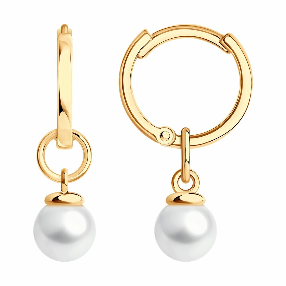 Серьги, красное золото, 585 проба, жемчуг пресноводный культивированный