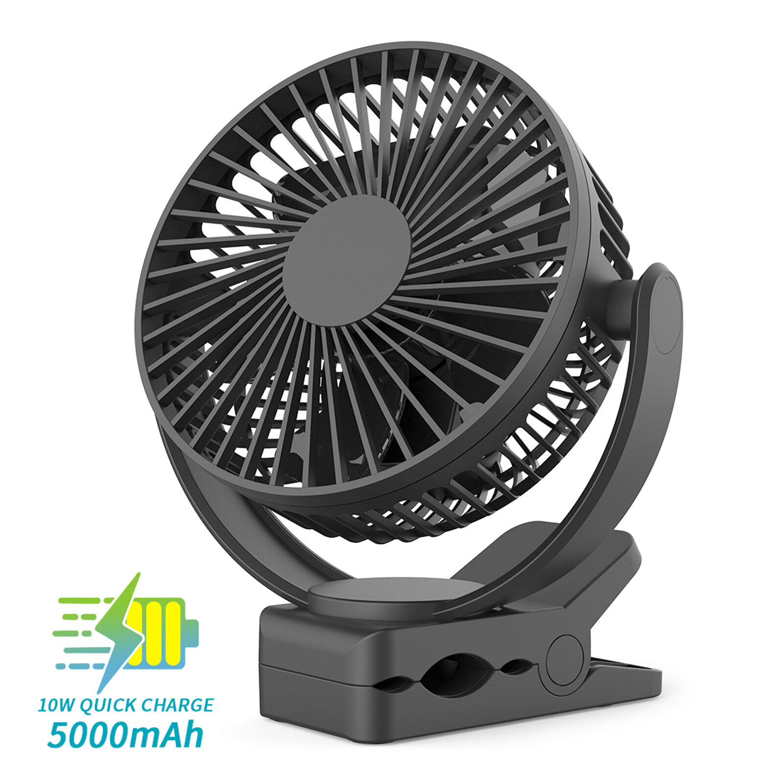 Воздухопроводной вентилятор Clip on Quiet Electric Fan Battery Operated Desk Fan для помещений и улицы, дома, спальни, офиса, 5000mAh / 10000mAh, 14*5.5*18cm / 21.7*5.5*25.6cm, 600-850 г