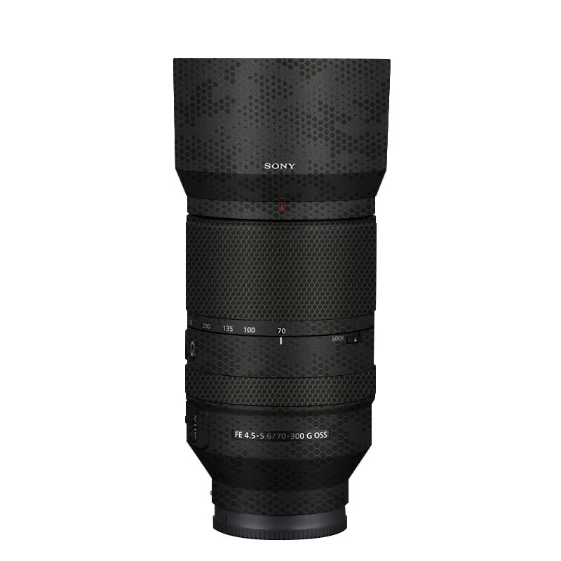 Крышка для объектива Sony FE70-300mm из углепластиковой матовой пленки в цвете Змеиная кожа черный