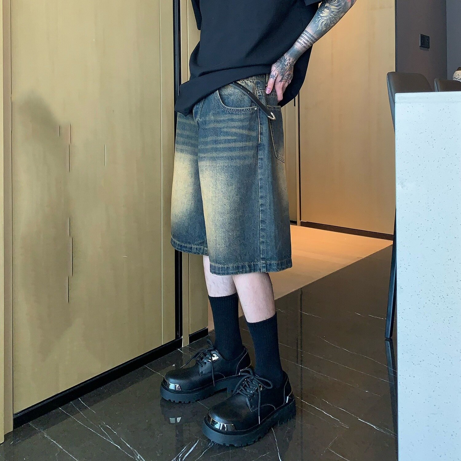 Тренд RONG CH Джинсовый Костюм Пустыня Стиральные Свободные Деним, Размер_M