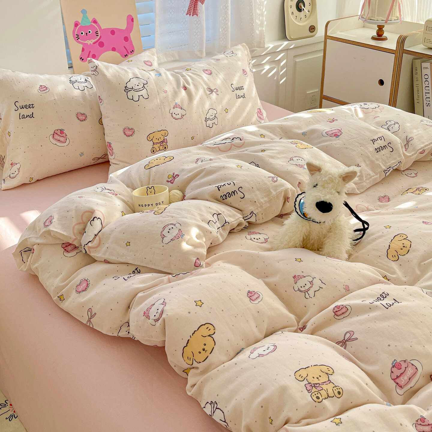 Комплект постельного белья из микрофибры Hello Kitty, 180х220 см, розовый
