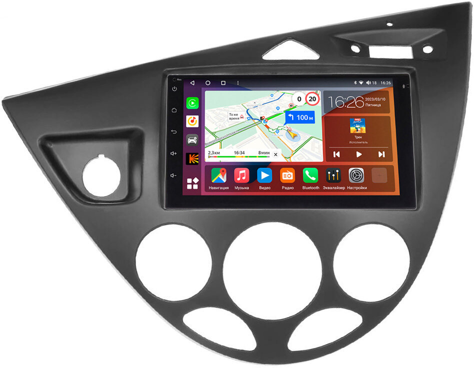 Штатная магнитола Ford Focus 1998-2005 (черная) Canbox Logic-i3 5720-RP-11-548-238 Android 13 (4G-SIM, 4/64, DSP, QLed, 360)