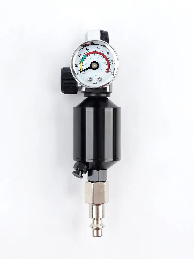 1/4" Манометр для краскопульта, регулятор давления, с фильтрацией, регулятор воздуха для пистолета, С американским интерфейсом, черный
