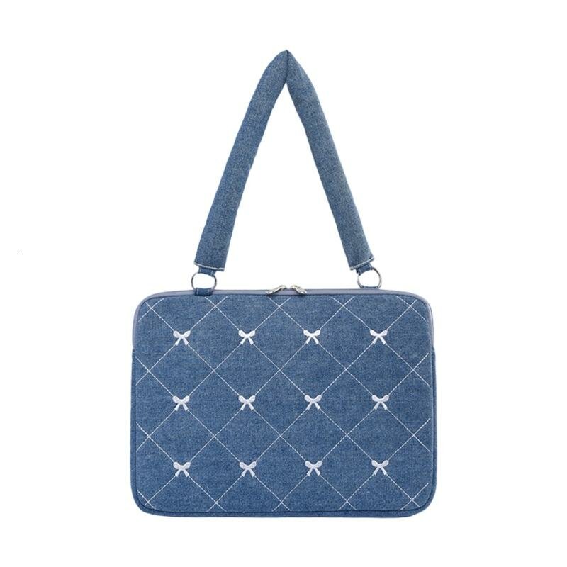 Симпатичный чехол для ноутбука из джинсовой ткани с ремешками, 13 или 14 дюймов
