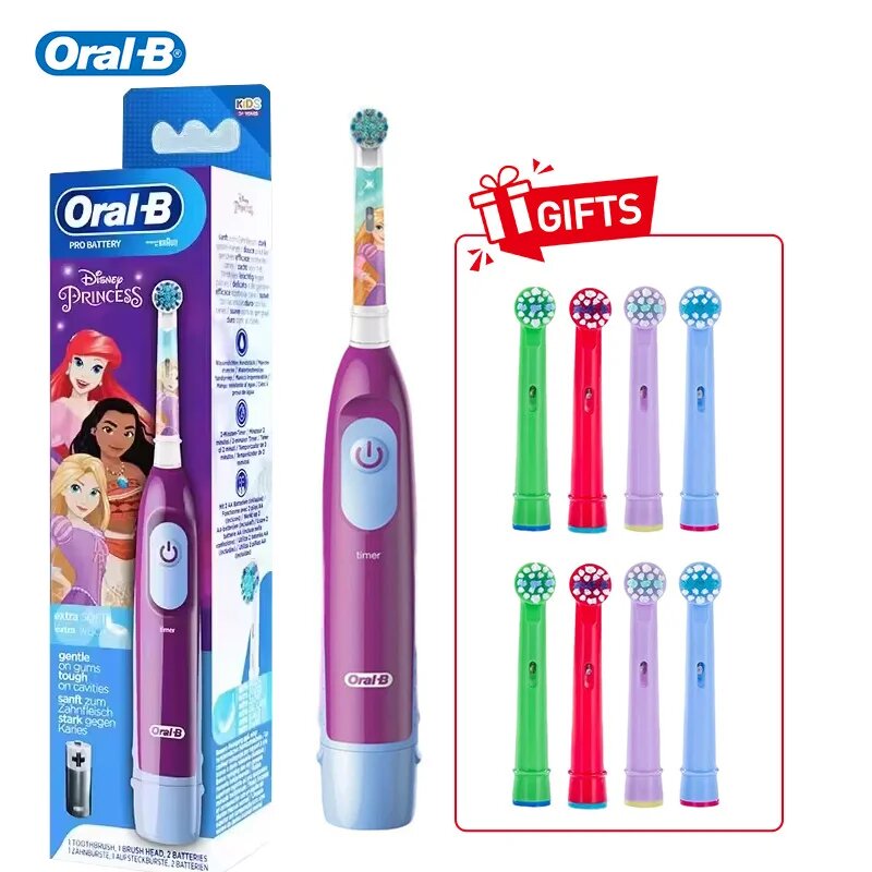 Детская электрическая зубная щетка Oral B Disney Princess DB5510K, 6 сменных насадок