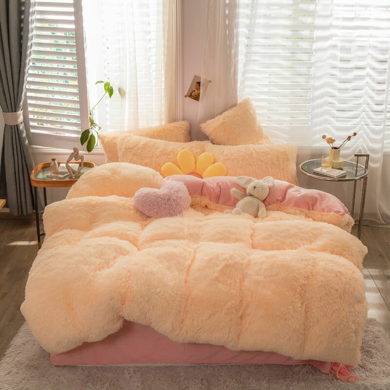 Пододеяльник с флисом, двусторонний флис, принцесса стиль, антистатический, четырехкомпонентный набор из норкового флиса для общежития, антистатическая подушка, прямая доставка через границу