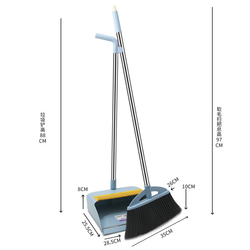 Набор метлы и совка, комбинация для дома, мягкая щетина, одинарная метла, не прилипающая к волосам, метла для уборки пола, совок