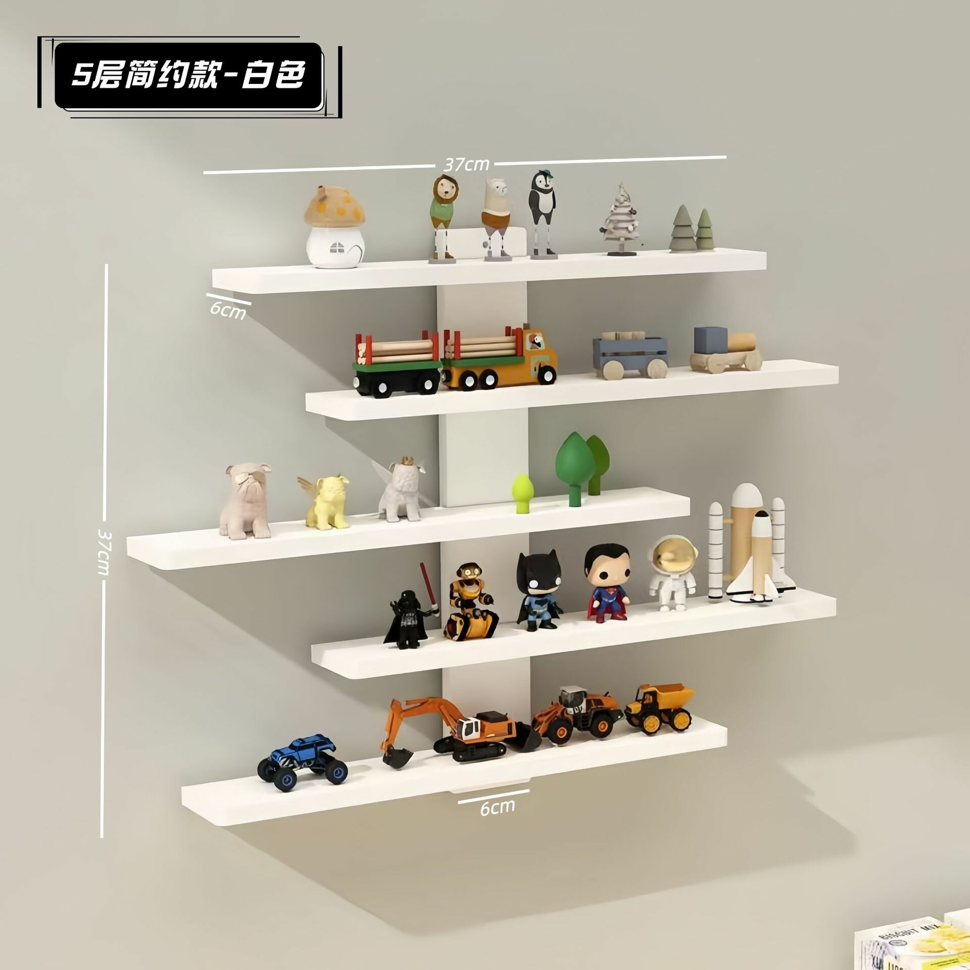 Настенные стеллажи, витрины ручной работы, 37*6*37 см, 1 шт.