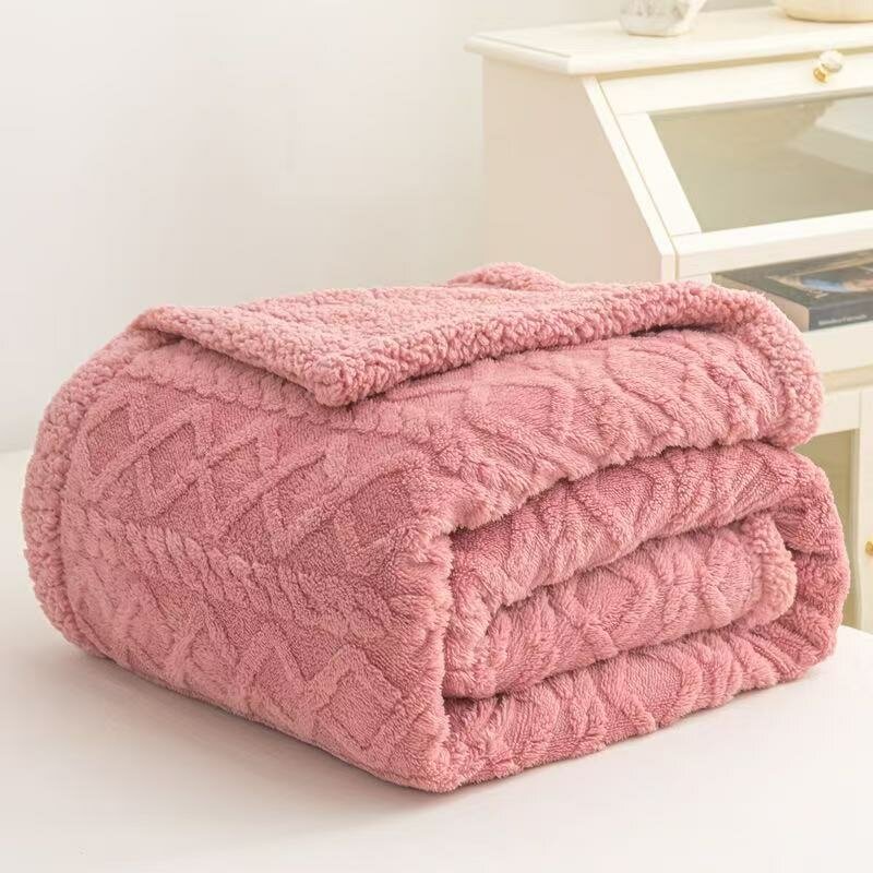 Розовый однотонный плед из альпаки 120x200 см / плед для кровати / двуспальный плед европейский стиль 120x200 см