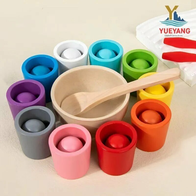 Ulanik Детская деревянная развивающая игрушка / Сортер "Радуга. Шарики в стаканчиках" / методика Монтессори