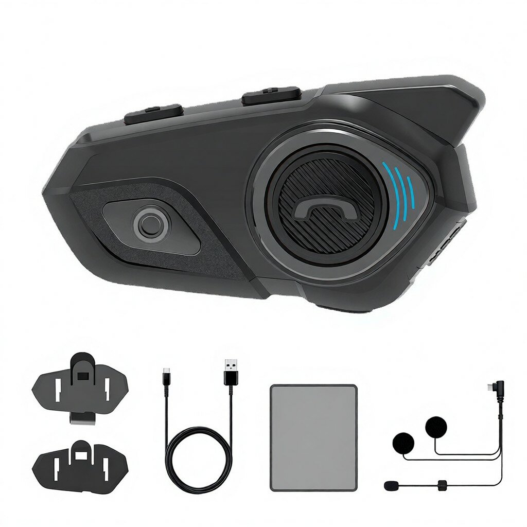 WAYXIN Интерком для мотоциклетных шлемов 2-сторонний 30м BT-гарнитура шумоподавление IP67 водонепроницаемая поддержка ручного ответа стерео-музыка черный ABS BT5.0 5V 20dbm DSP&CVC Type-C 2.41G-2.48GHz 800mAh 15ч 2.5ч 300ч 90*43*26mm 1шт