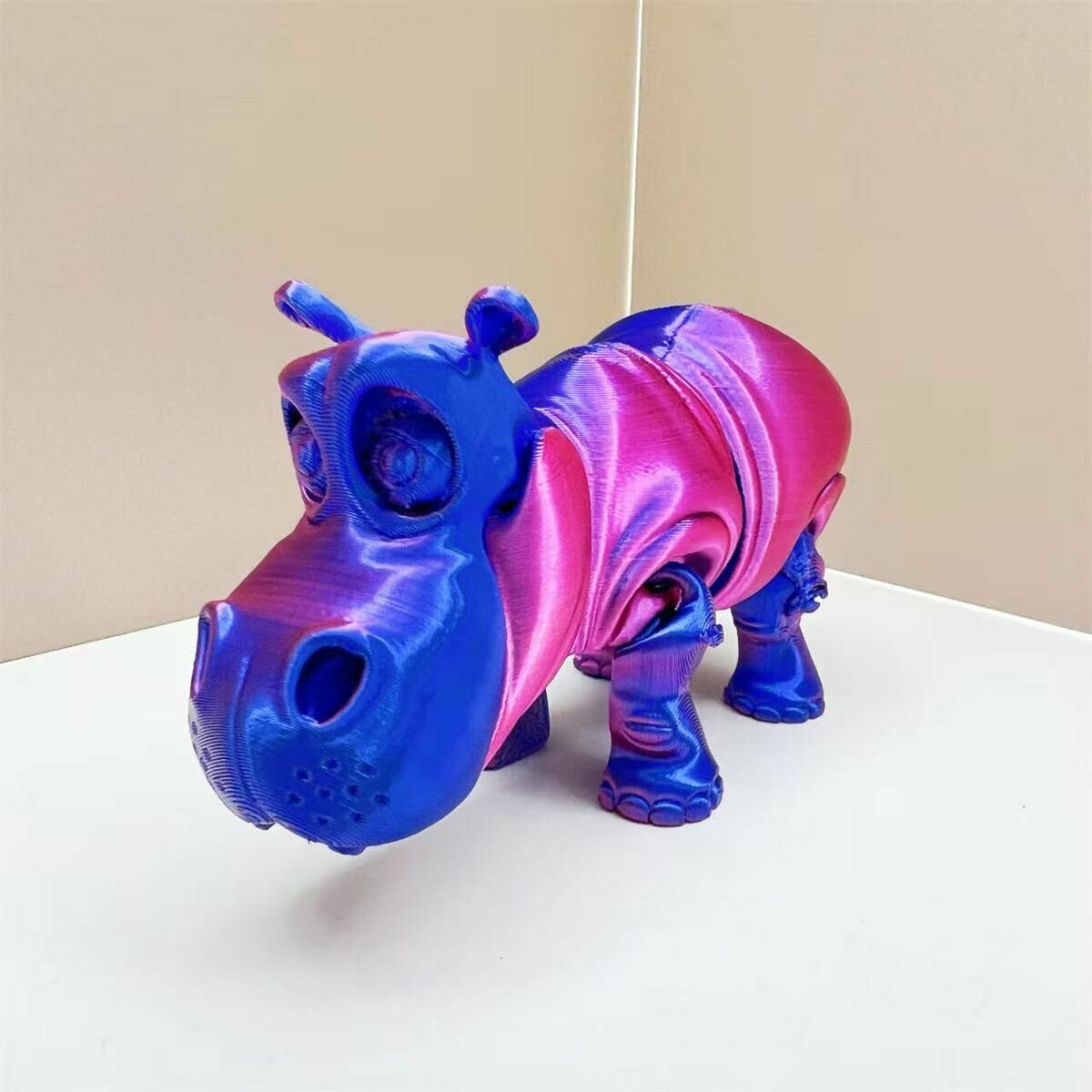 Шарнирная фигурка бегемота с 3D-принтом, подвижная игрушка-антистресс, Белый, 1 шт