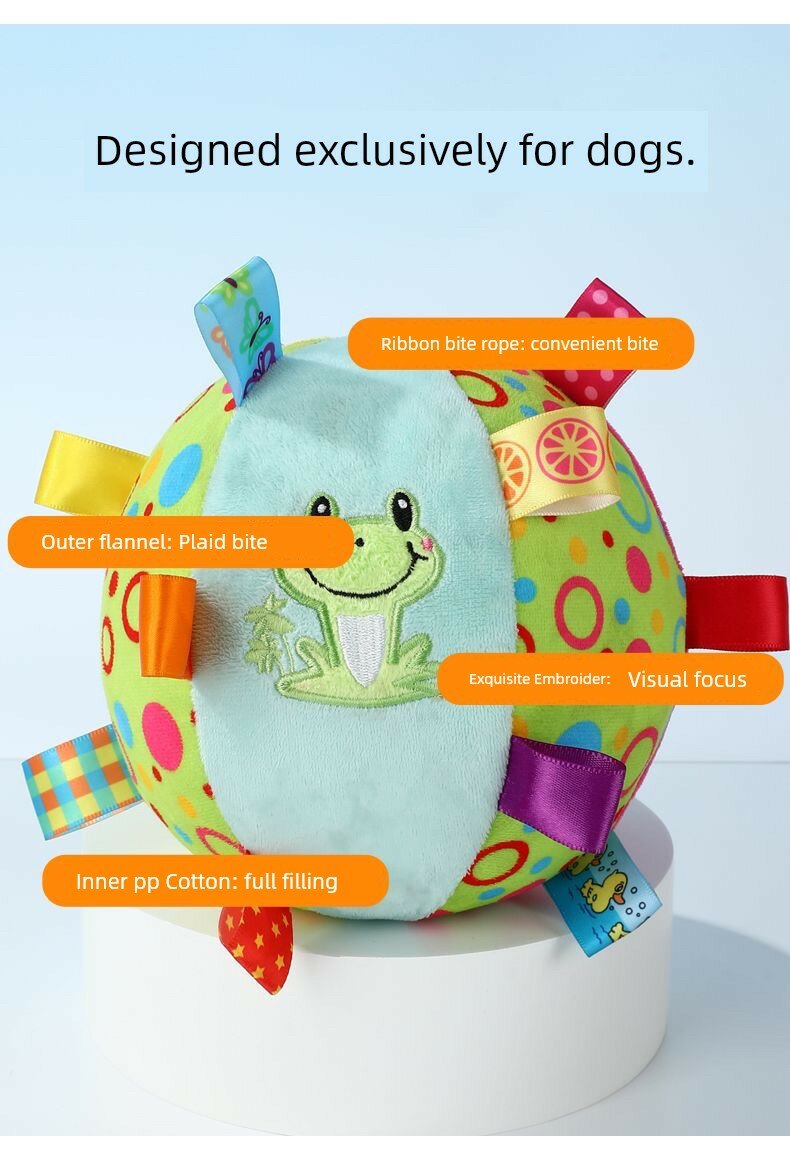 Лягушка Звуковая Игрушка-Шарик с Встроенным Колокольчиком, Интерактивная Игрушка для Животных, Прочная и Увлекательная