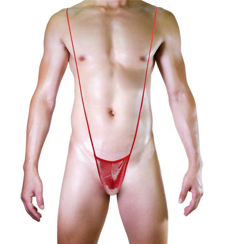 Мужской сексуальный боди из сетчатых чулок с открытой промежностью и прозрачным дизайном.