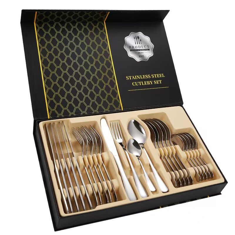 Набор столовых приборов на 6 персон 24 предмета /Подарочный набор /Серебро