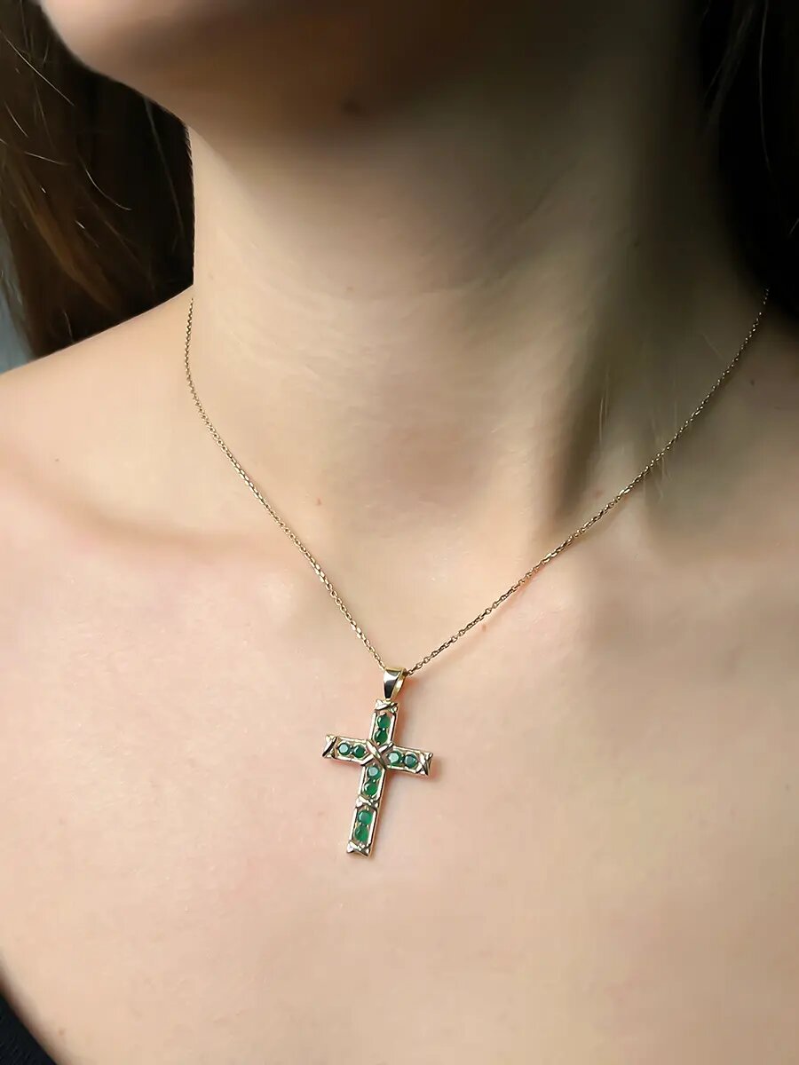 Подвеска, желтое золото, 375 проба, изумруд