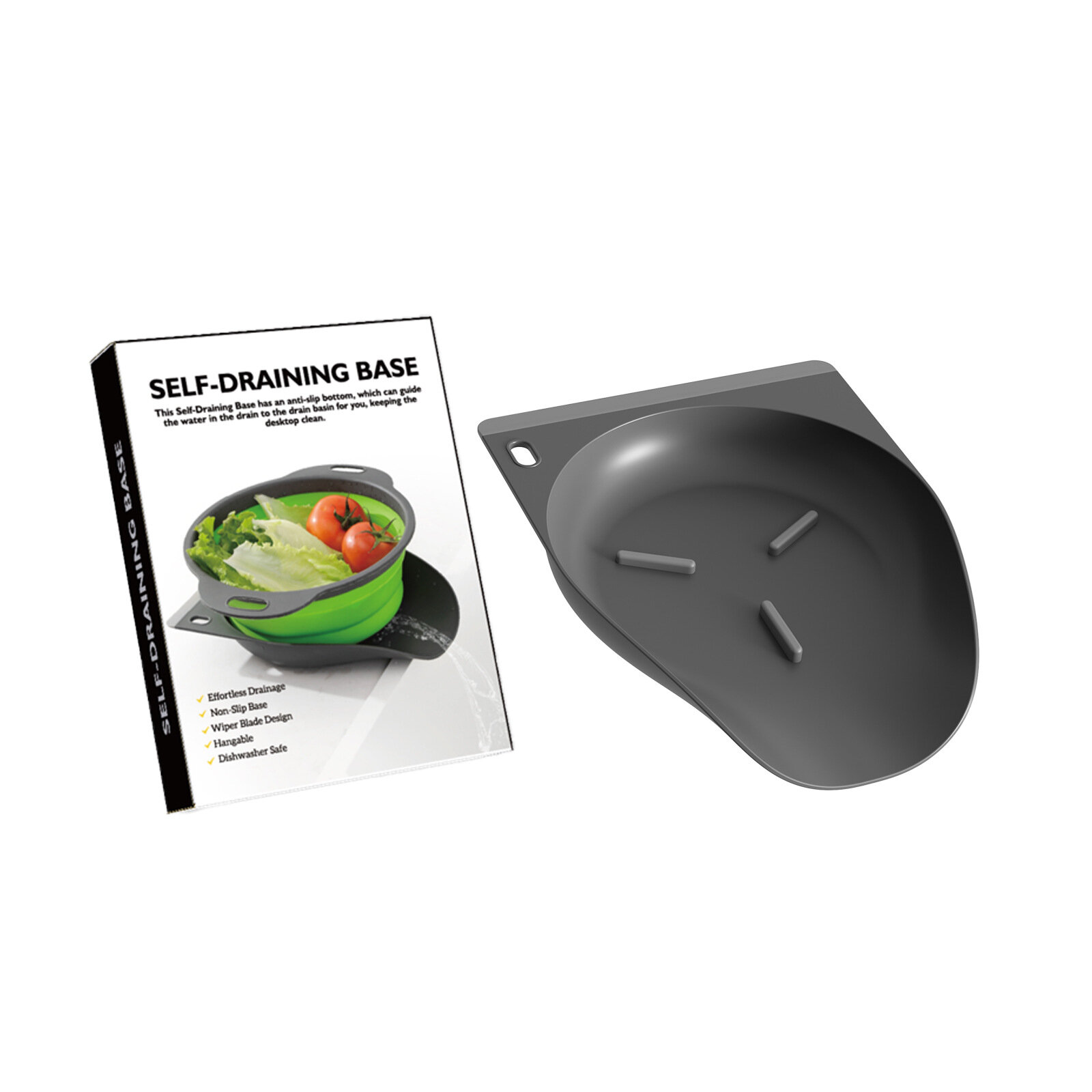 Складная корзина для слива с скребком и направляющим для воды, круглая пластиковая корзина для фильтрации воды для мытья фруктов и овощей