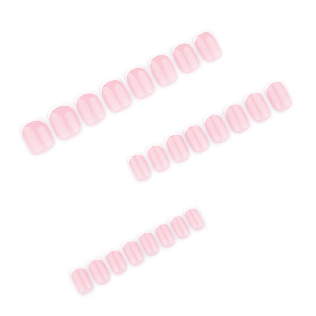 24шт Короткий Квадратный Пресс На Ноготь Глянцевый Акриловый Накладной Ноготь Французский Наконечник Приклеивается к Ногтю Маникюр для Женщин и Девочек