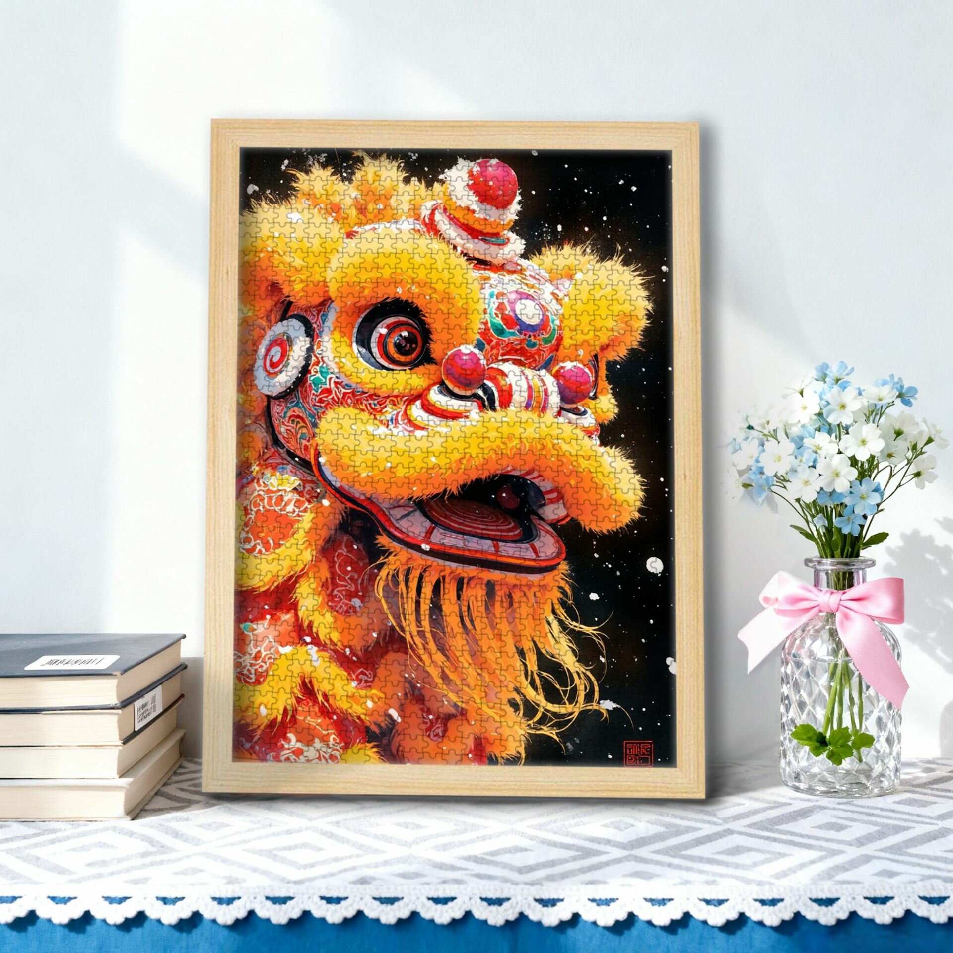 Национальный тренд деревянный пазл 1000 деталей танец льва для взрослых высокая сложность сборки снятие стресса образовательный подарок тысяча деталей модная игрушка