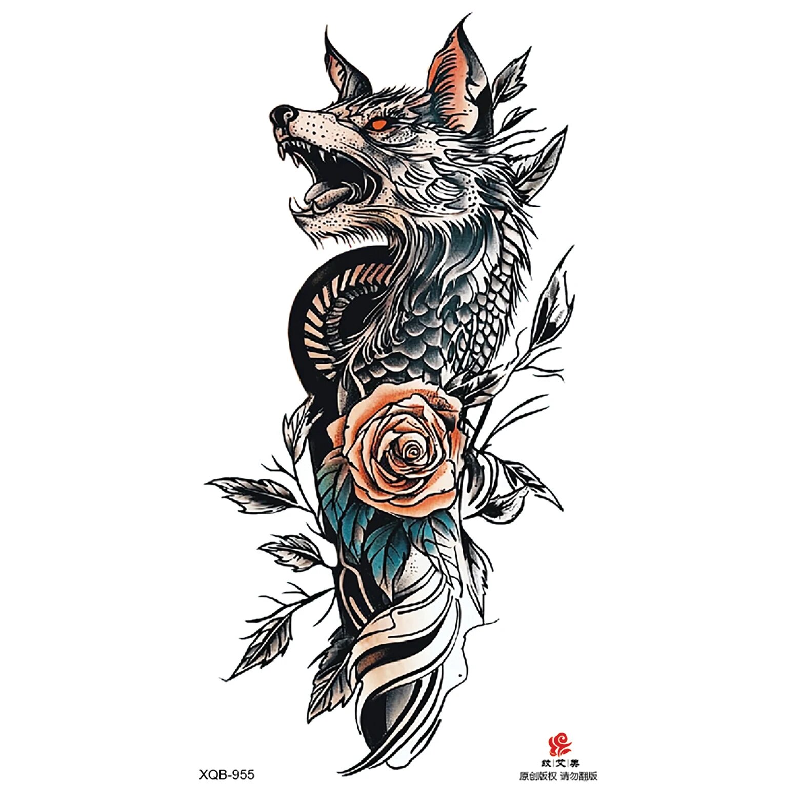 2025 New Waterproof Temporary Tattoo Sticker Fire Forest Lion Wolf Tiger Flash Tattoos Man Crown Body Arm Fake Tatoo