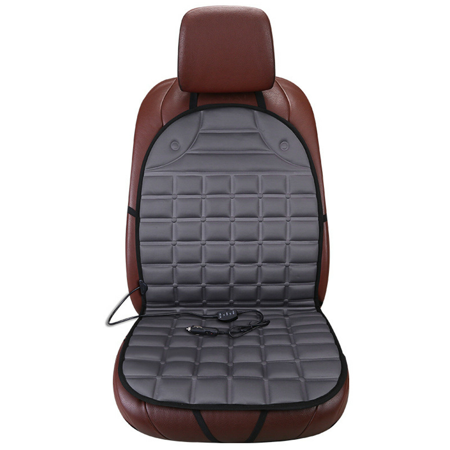 12V Автомобильный подогреваемый чехол для сиденья с подогревом, грелка, подушка с подогревом, черно-серый, Великобритания