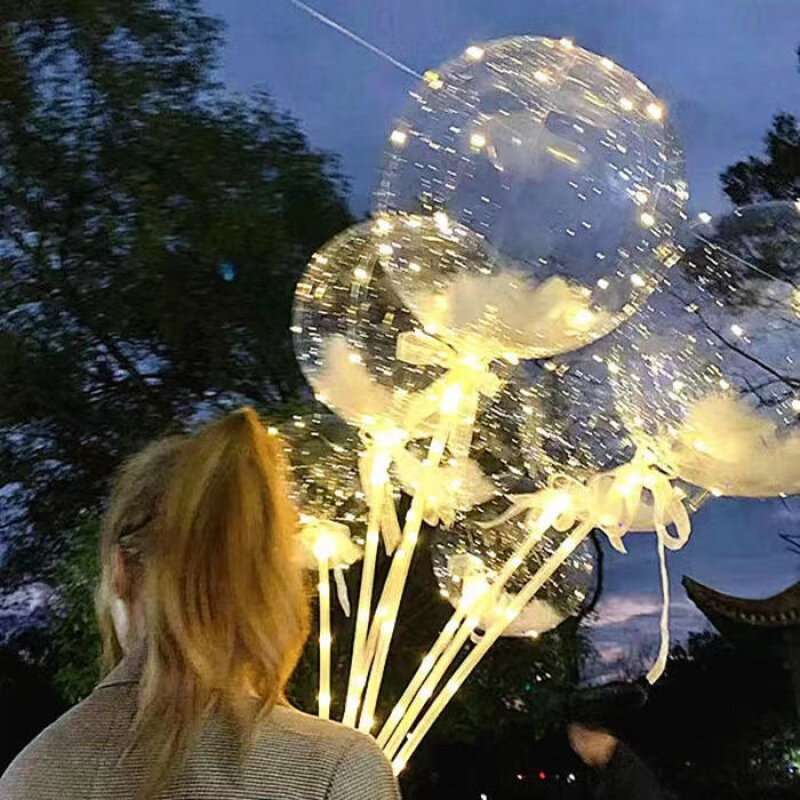 Интернет-знаменитость Бобо Шар Воздушный Шар Ночной Рыночный Стойка Оптовая Прозрачная Светящаяся Бобо Шар Украшение на День Рождения с Световыми Аксессуарами