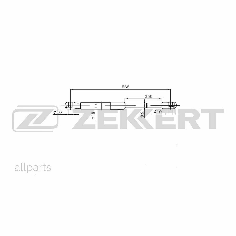 ZEKKERT GF-2586 Пружина газовая багажника Kia Rio 00-