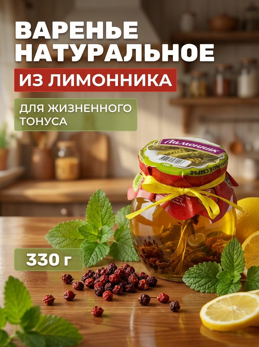 Варенье натуральное крымское из Лимонника полезное тонизирующее, 330 г