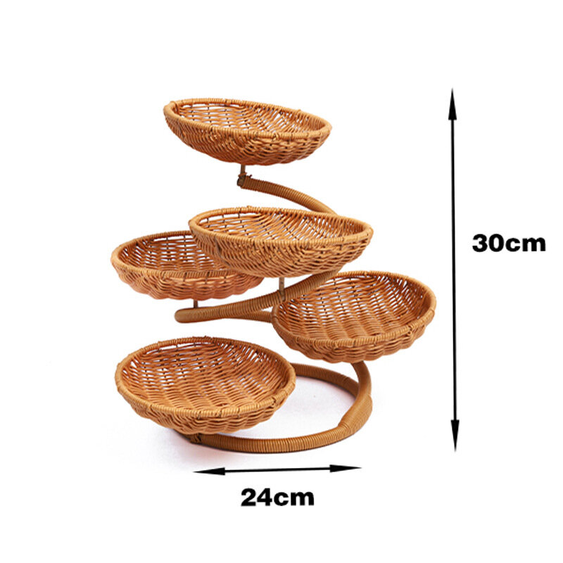 Многослойная креативная тарелка для десертов, фруктов, корзина для хранения, пошаговая корзина для закусок и хлеба, имитация ротанга, ручная плетеная корзина для сухофруктов